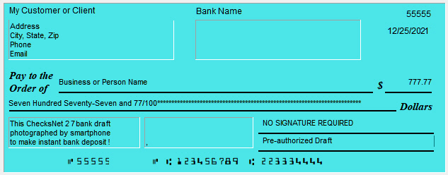 ChecksNet instant payment - no transaction fees